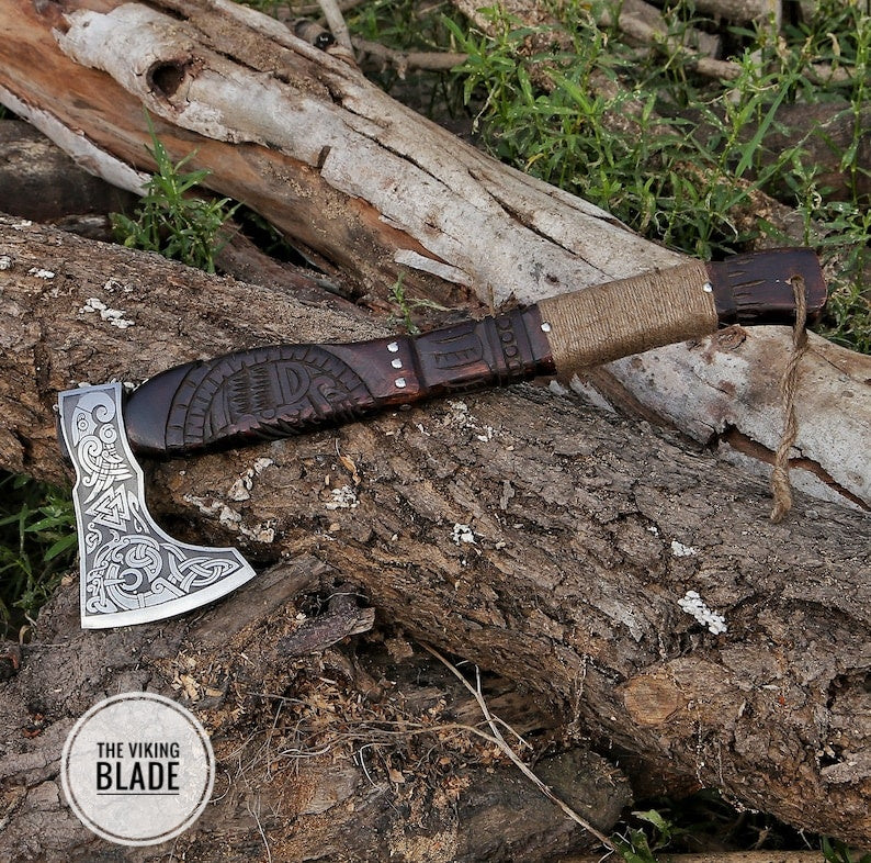 CUSTOM HANDMADE FORGED High Carbon STEEL Tomahawk hatchet AXE Comes Wi ...