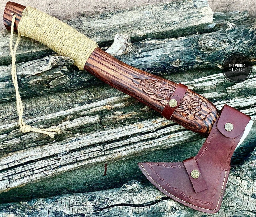 CUSTOM HAND FORGED Carbon Steel VIKING AXE VALHALLA AXE NORSE THORWING ...