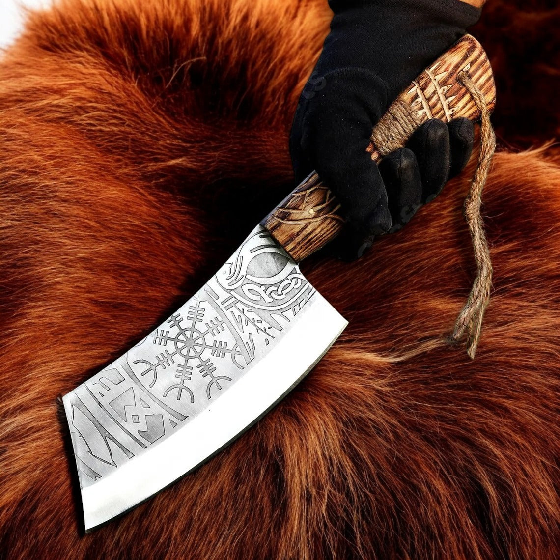 Custom Handmade Viking Style Cleaver Chopper Knife With Leather Sheath ...