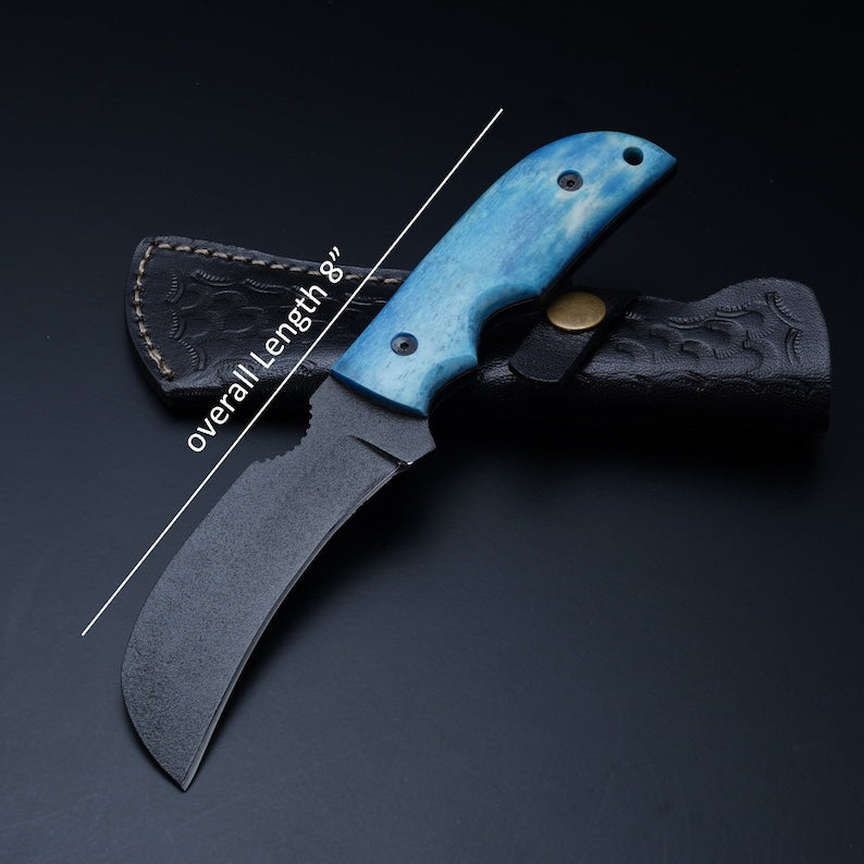 Custom Handmade Camel Bone Handle Knife With Leather Sheath – The ...