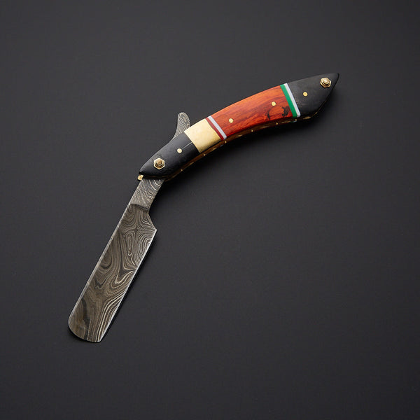 Custom Handmade Damascus Steel Straight Razor With Leather Sheath – The ...
